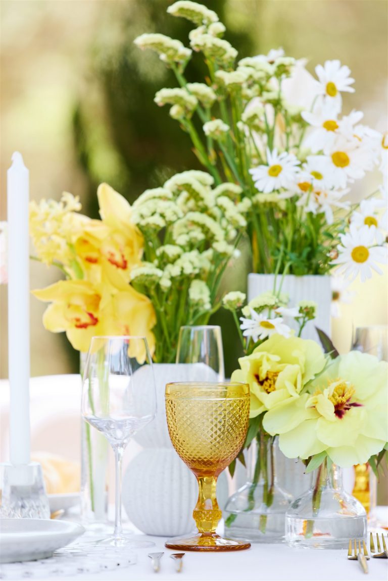 Yellow Glassware Hire - Pretty Pedestals Sydney