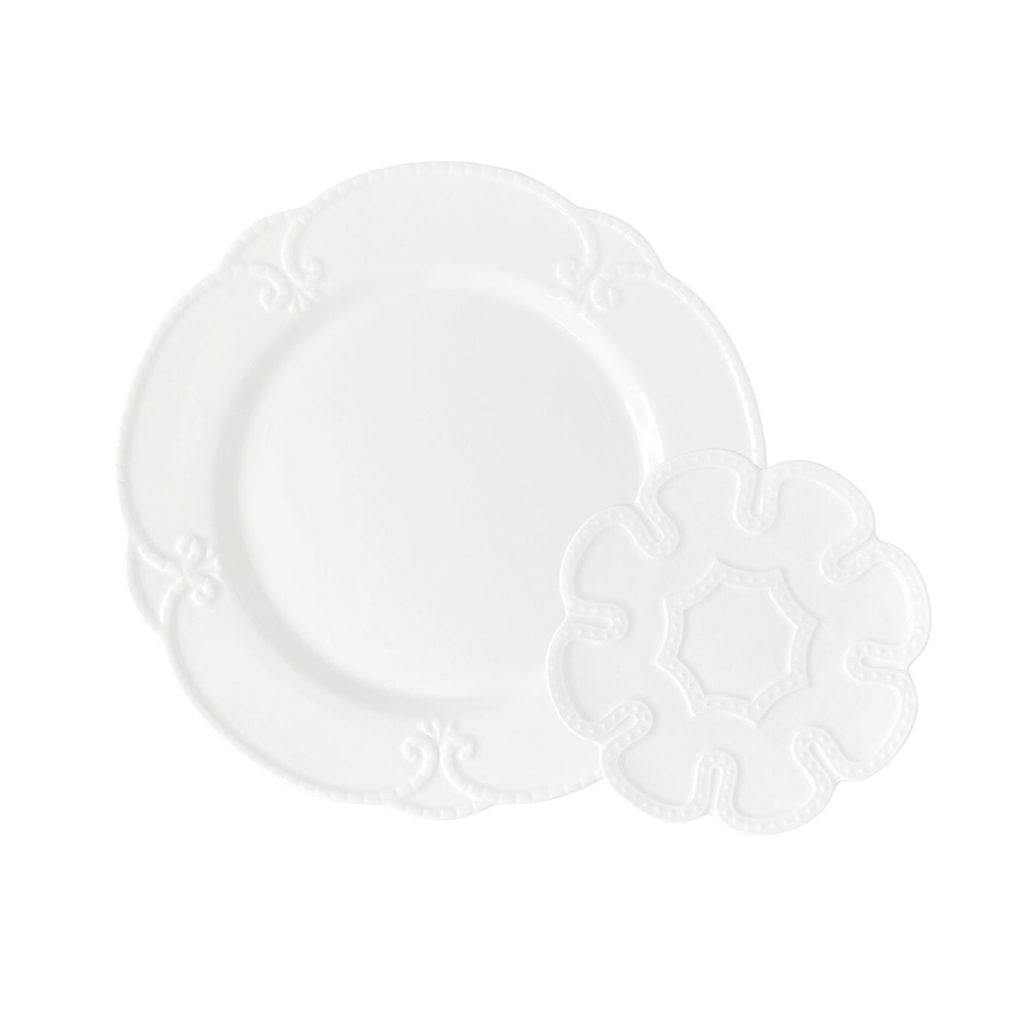 Scallop White Dinnerware Hire - The Pretty Table - Event Hire