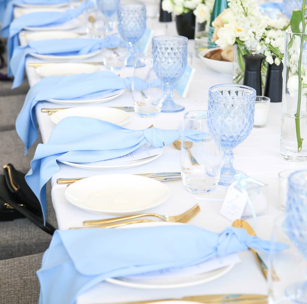 Light Blue Glassware Hire - The Pretty Table - Sydney Event Hire