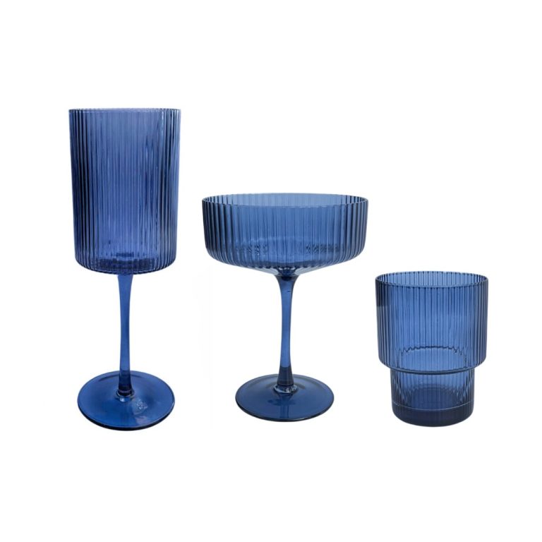 Blue Glassware Hire - The Pretty Table - Event Hire