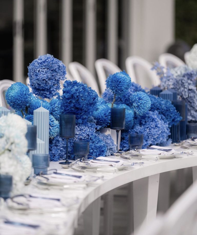Blue Glassware Hire - The Pretty Table - Event Hire