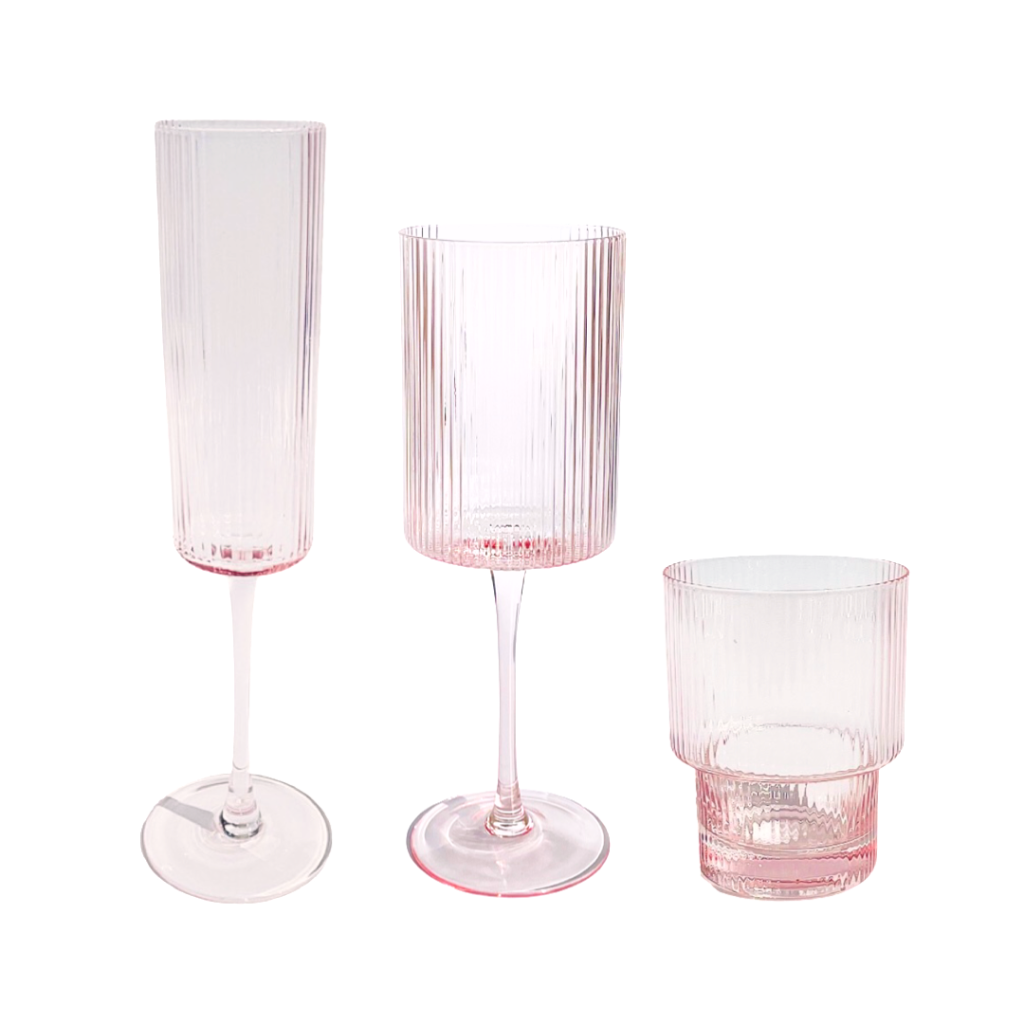 Pink Glassware Hire - The Pretty Table - Event Hire