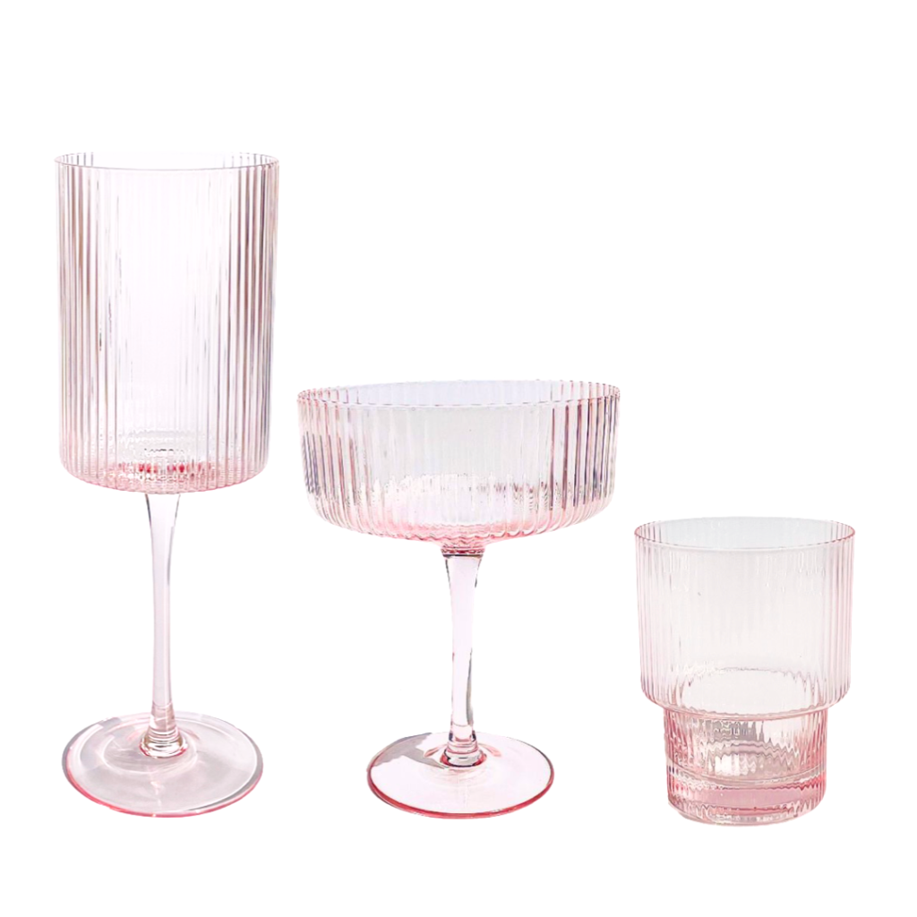 Pink Glassware Hire - The Pretty Table - Event Hire