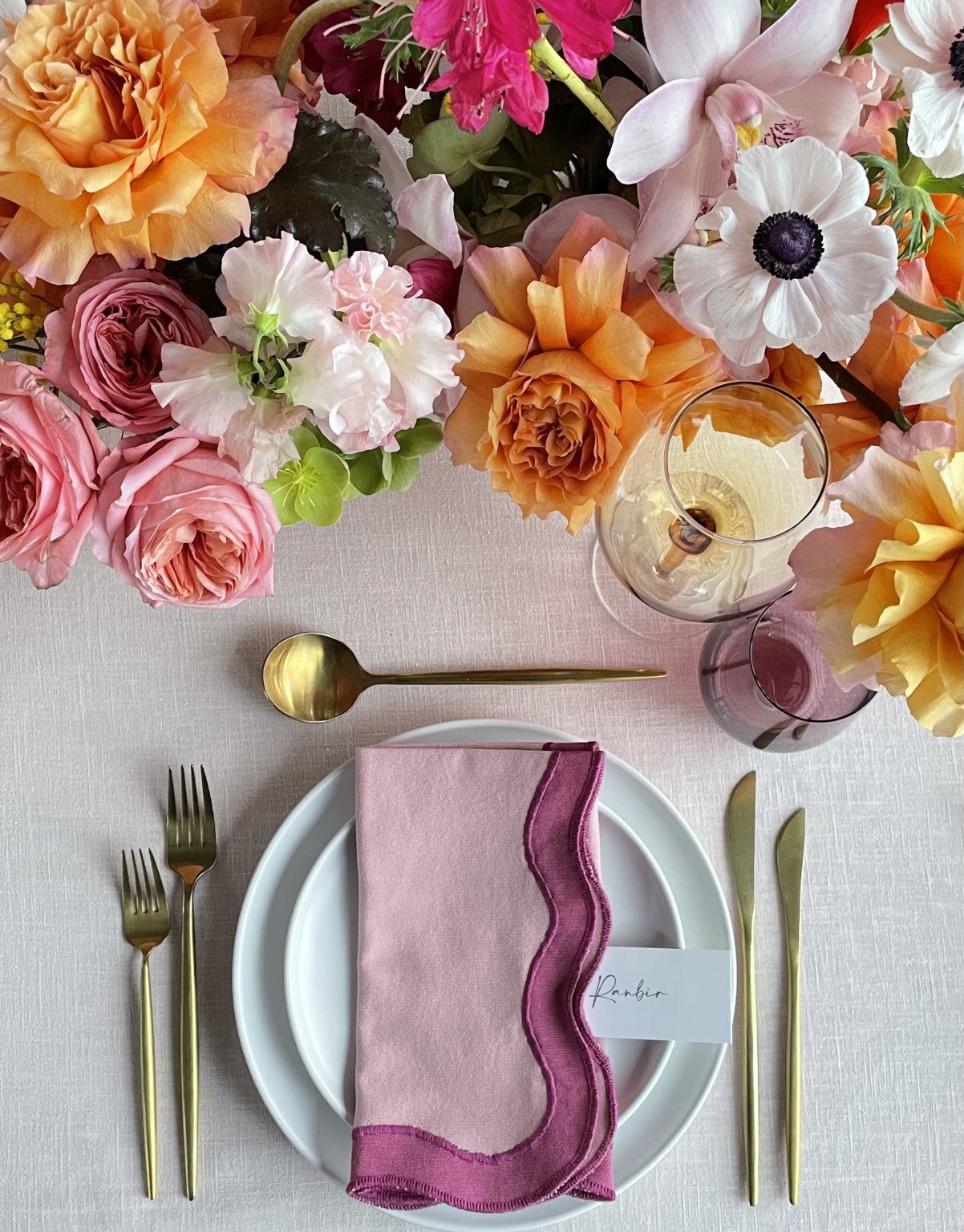 Pink Wave Napkin Hire - The Pretty Table - Linen Hire