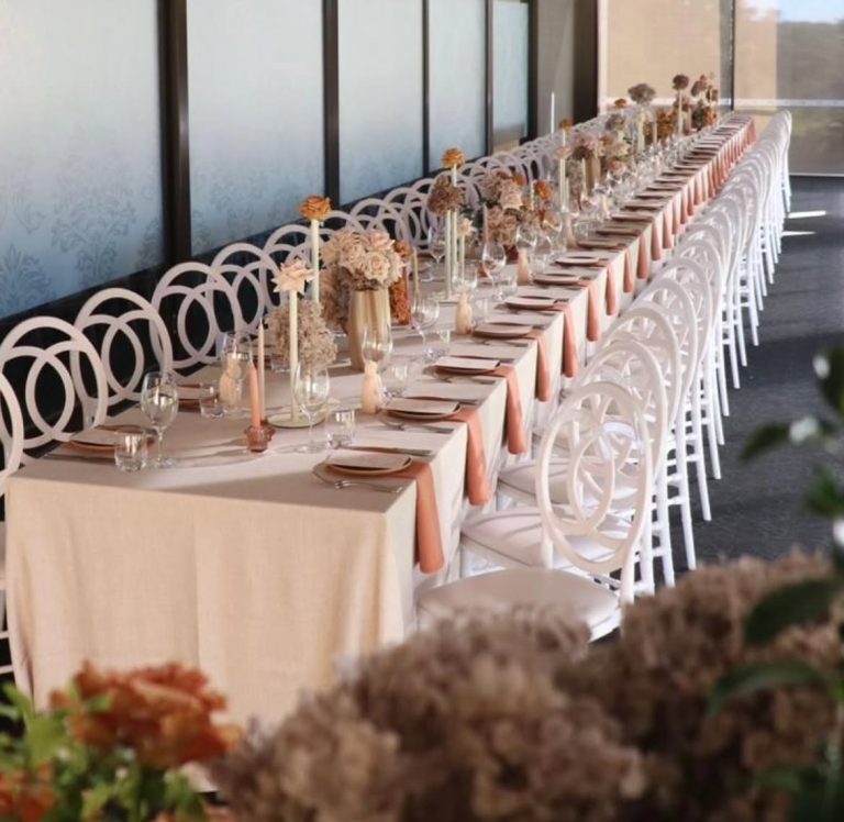 Caramel Tablecloth Hire - The Pretty Table - Table Linen Hire