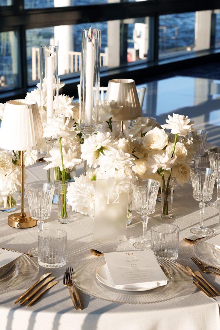 Ivory Pleated Table Lamp Hire - The Pretty Table